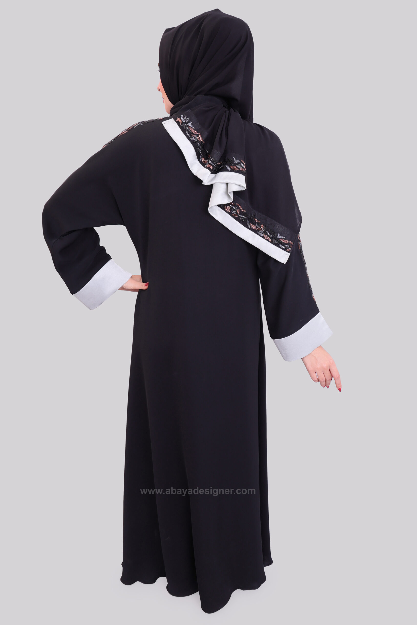 D-64 Turkish Style Multi Colour Handwork New High Neck Flap Burkha ...